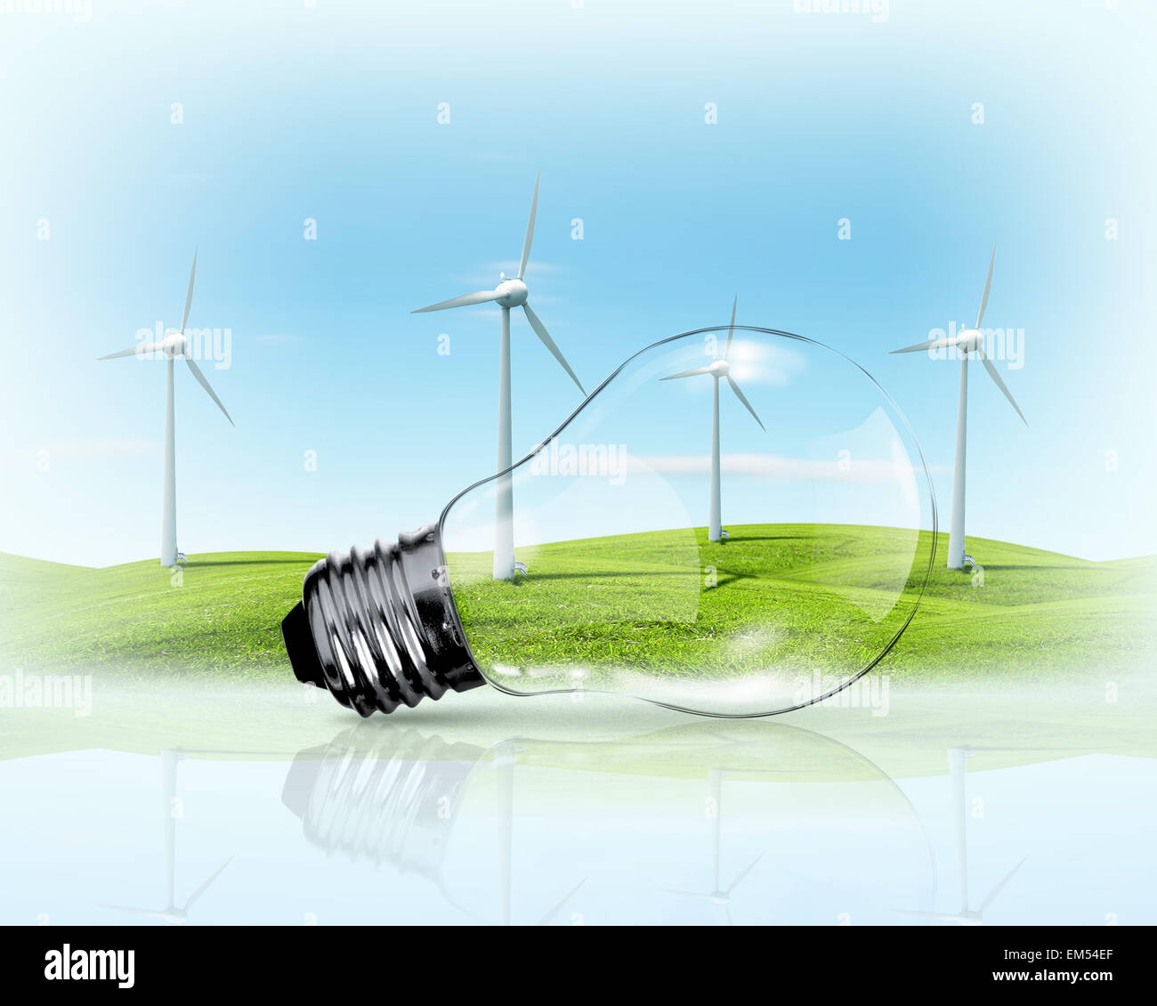 Electric bulb and windmill generators Stock Photo - Alamy