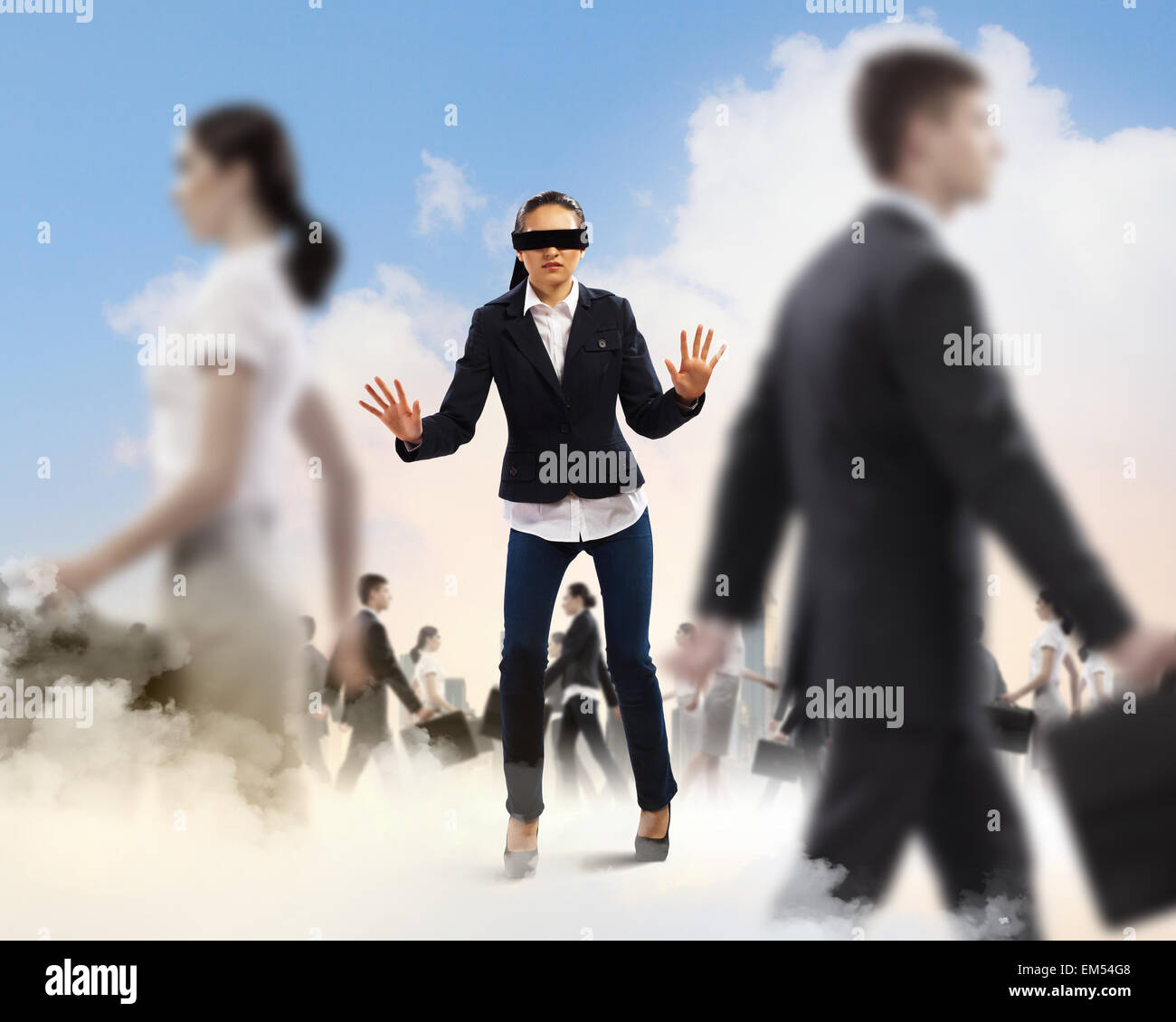 Woman blindfold walking hi-res stock photography and images - Alamy