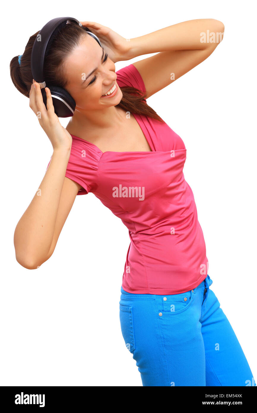 Happy smiling girl dancing Stock Photo - Alamy
