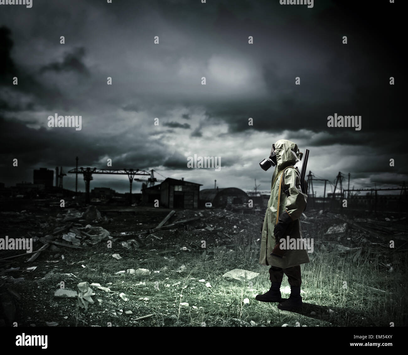 Stalker with gun Stock Photo - Alamy