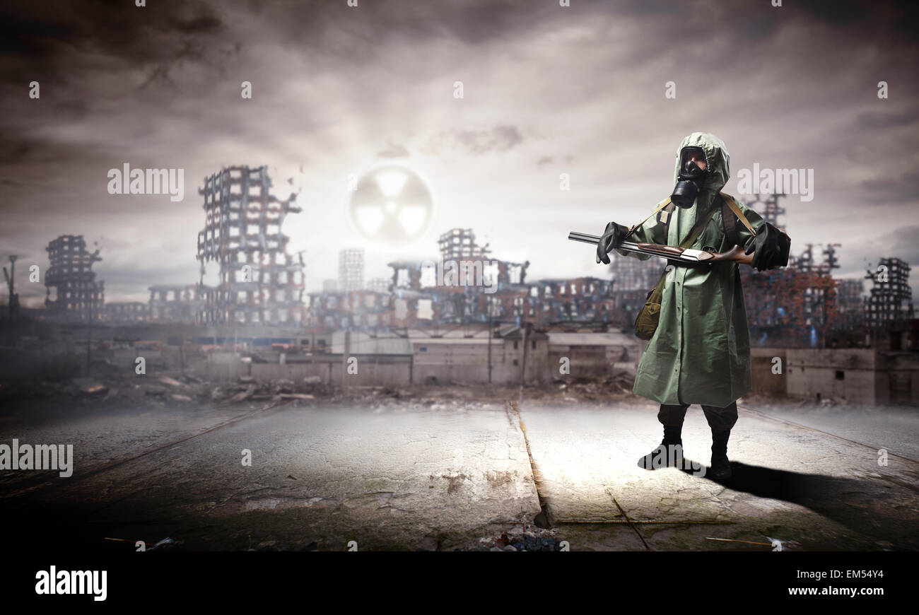 Stalker with gun Stock Photo - Alamy