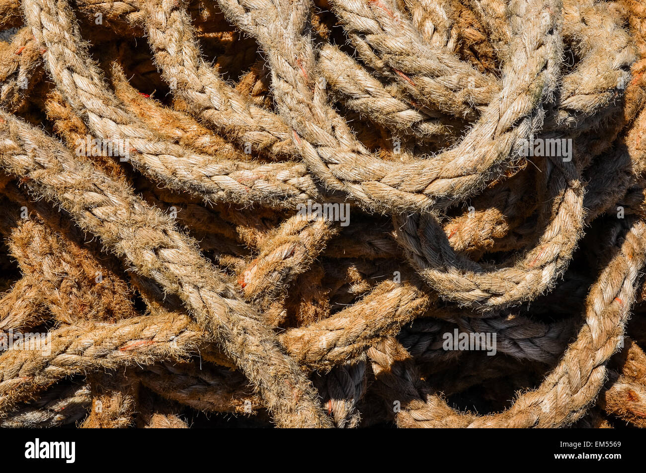 Detail of old used marine rope Stock Photo - Alamy
