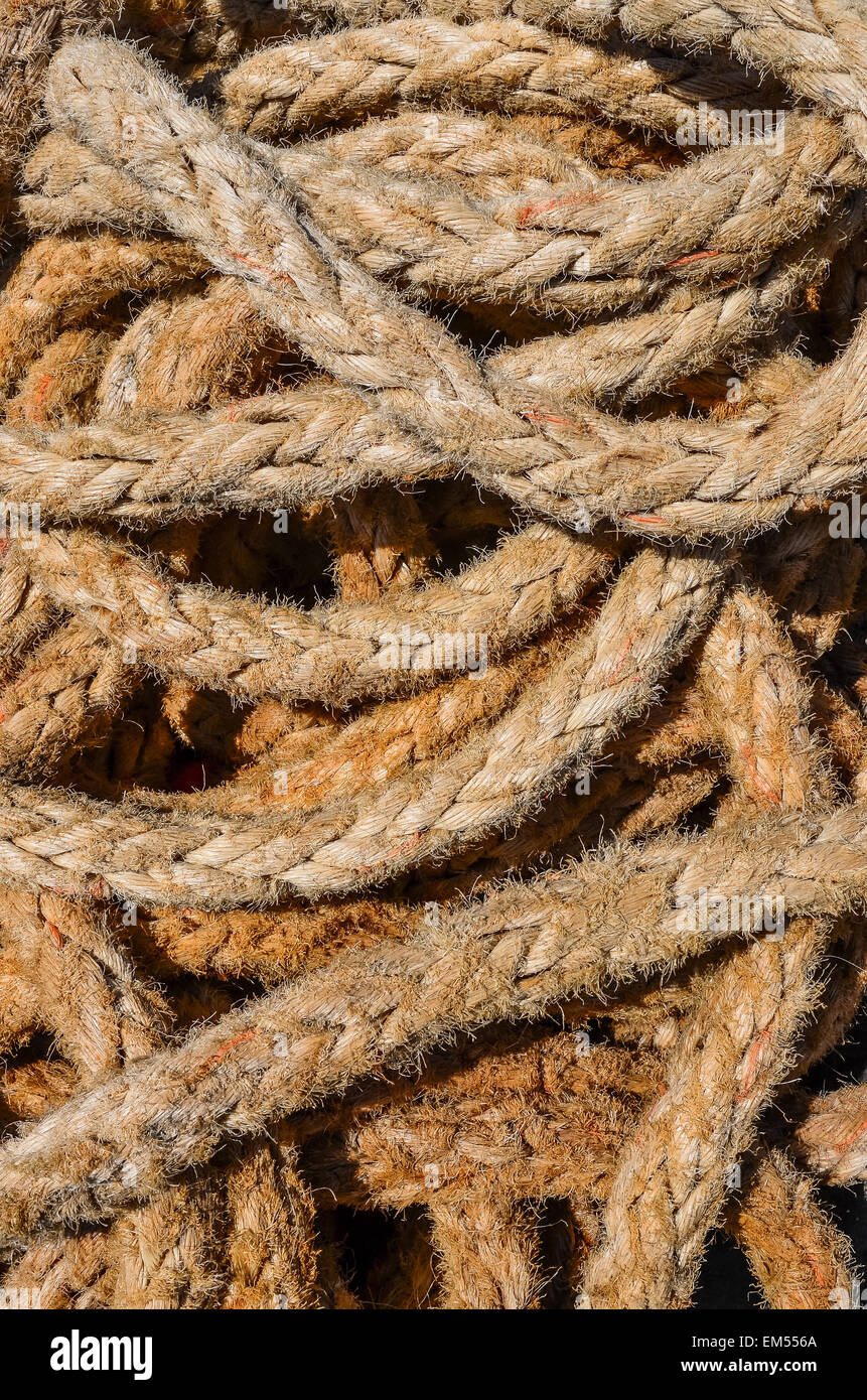Detail of old marine rope Stock Photo - Alamy