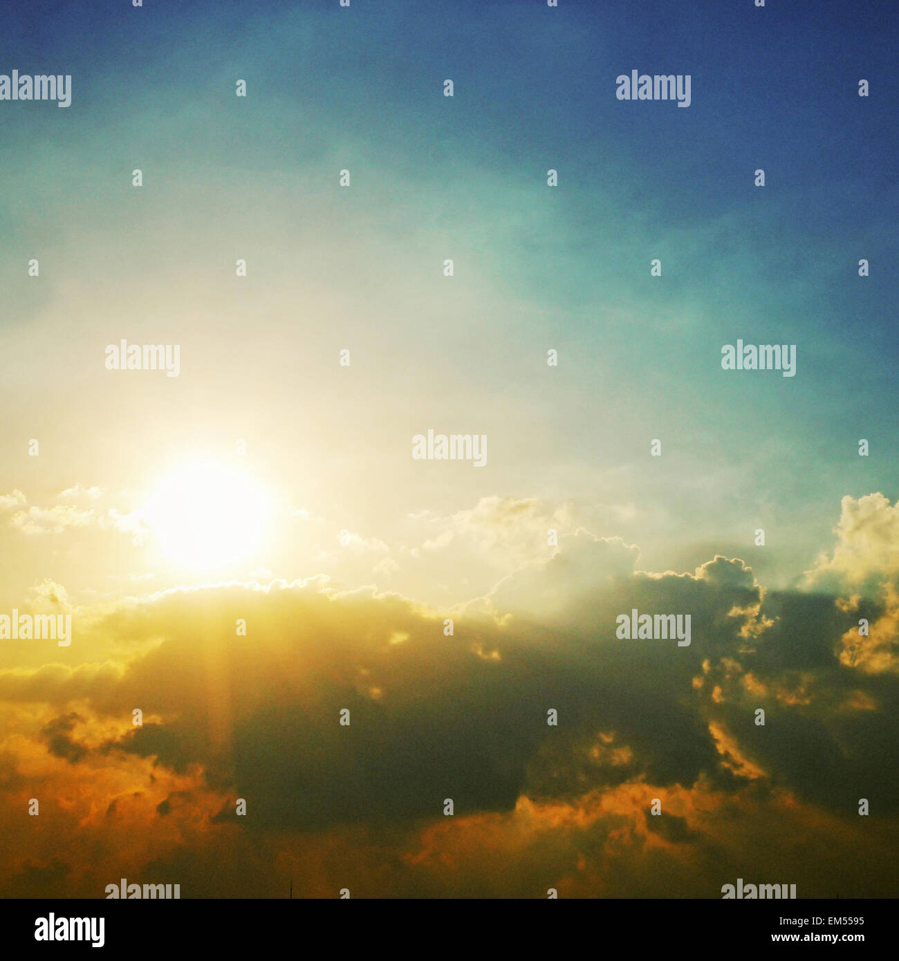 Dramatic sky with clouds and sun Stock Photo - Alamy