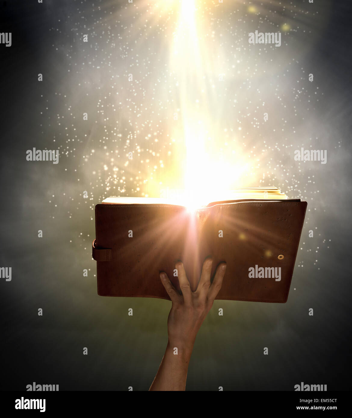 Hand with book Stock Photo - Alamy