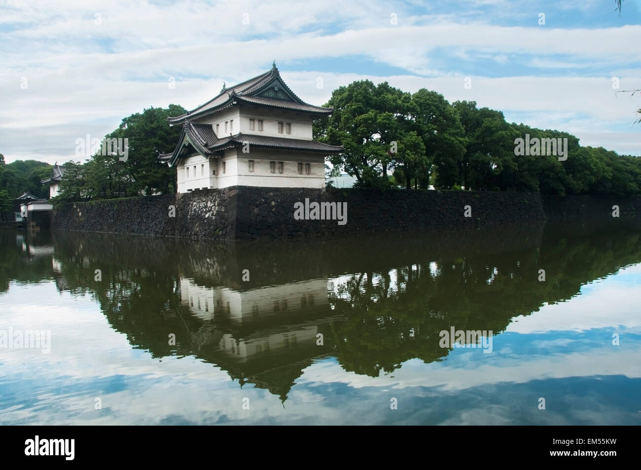 Japan, Tokyo, Japanese architecture reflected in water Stock Photo - Alamy