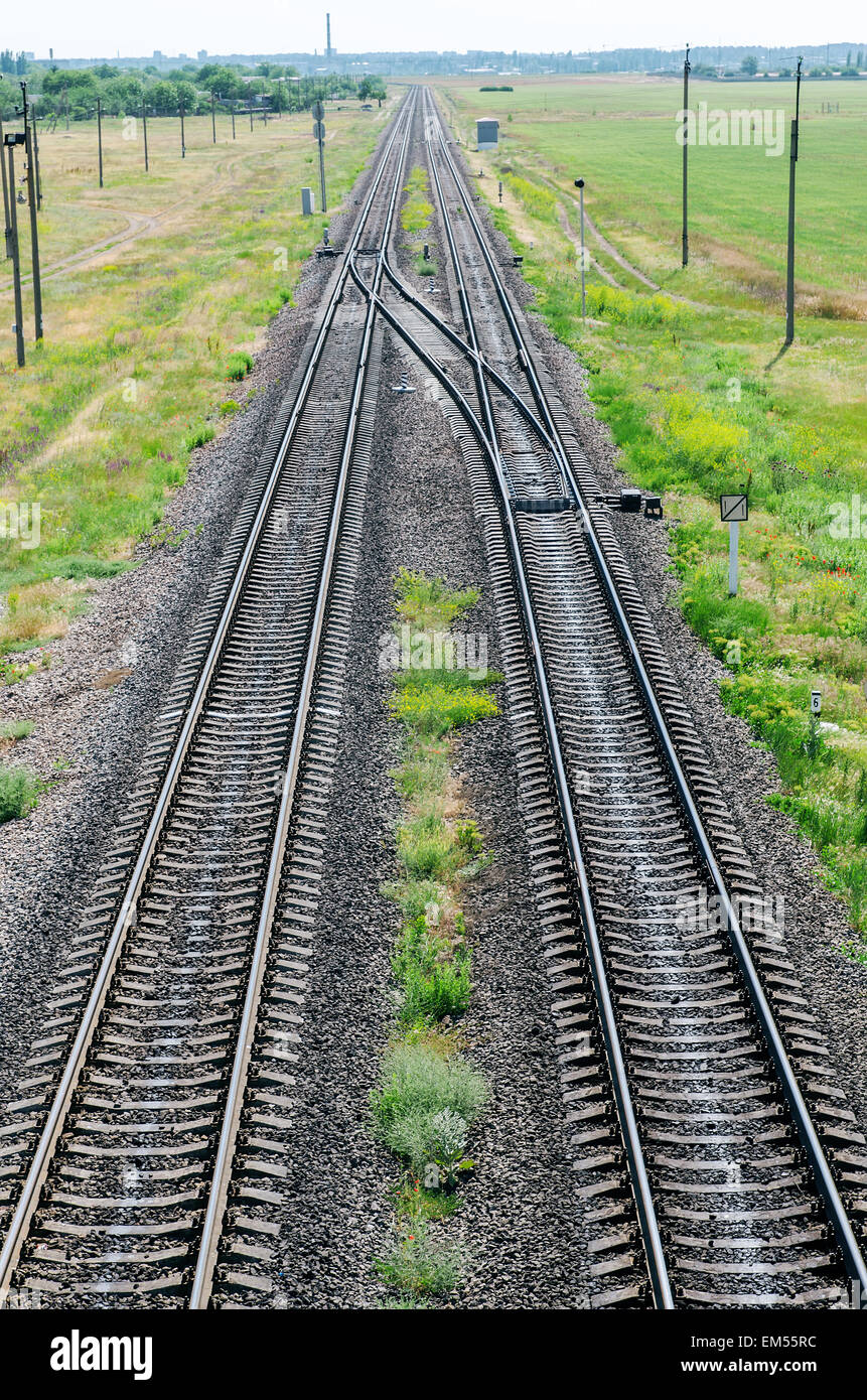 two railroad to horizon Stock Photo - Alamy