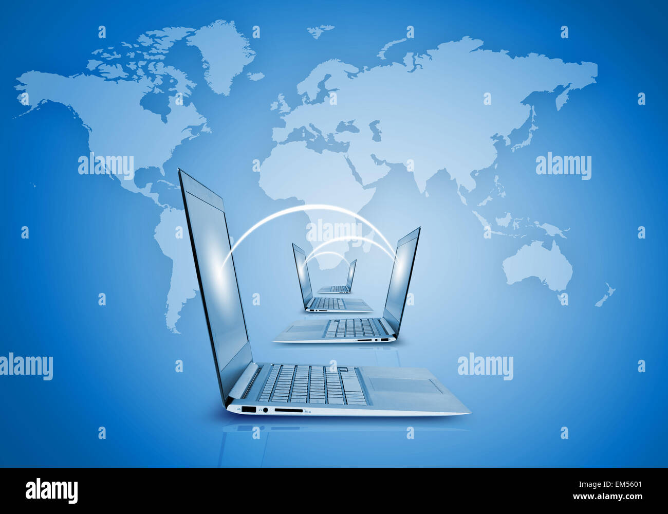 Laptops earth world map hi-res stock photography and images - Alamy