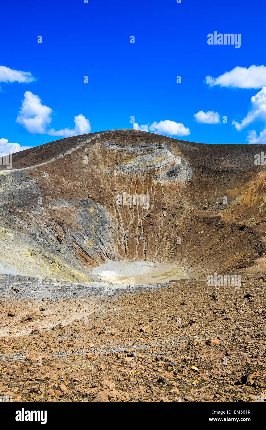 Vertical view of volcano crater on Vulcano island, Sicily Stock Photo ...