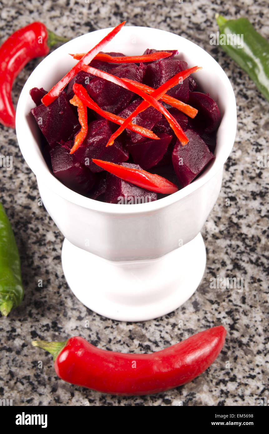 diced beetroot with chilli Stock Photo - Alamy