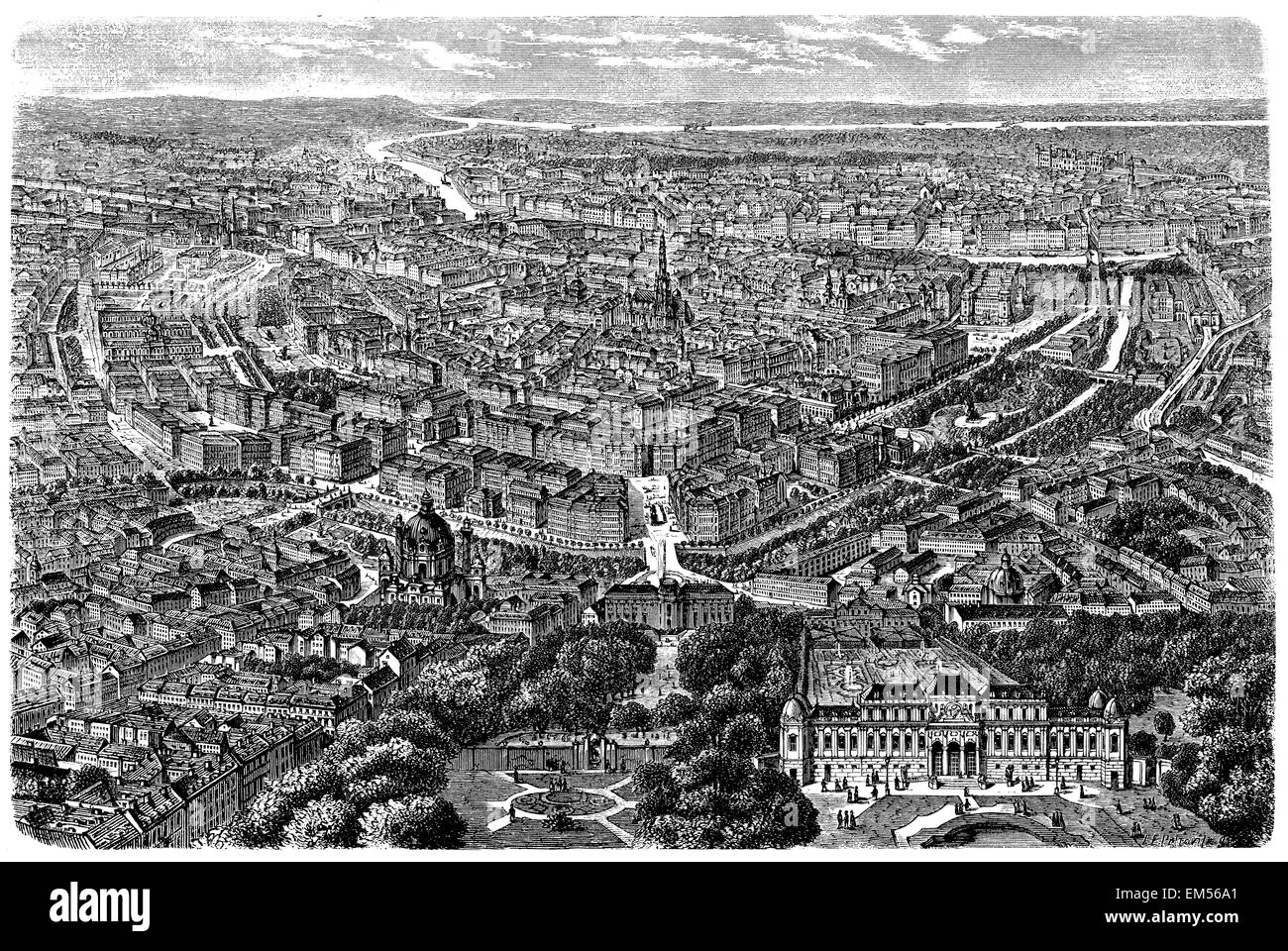 Vienna birds eye view Black and White Stock Photos & Images - Alamy