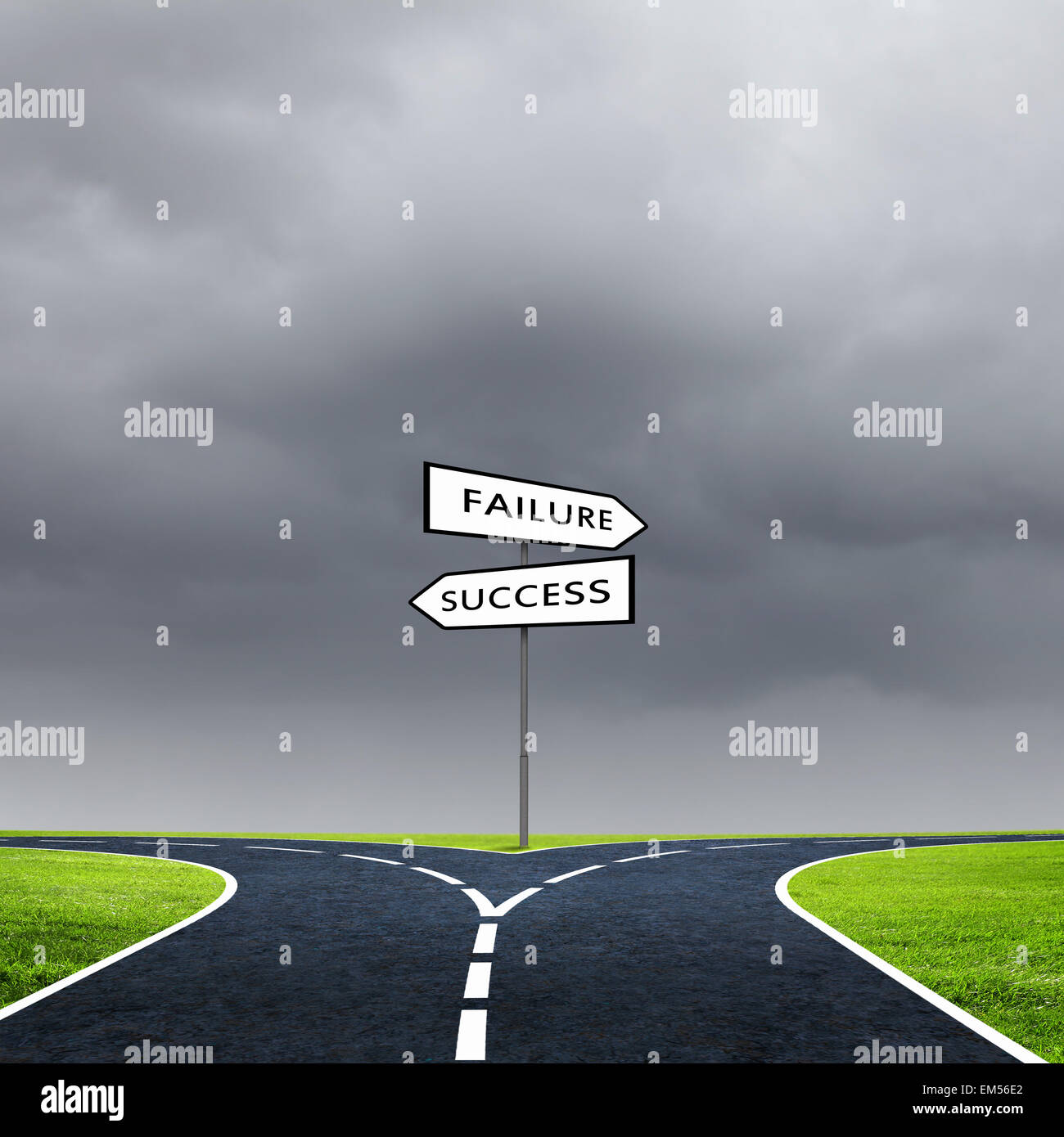 Cross road with sign Stock Photo - Alamy