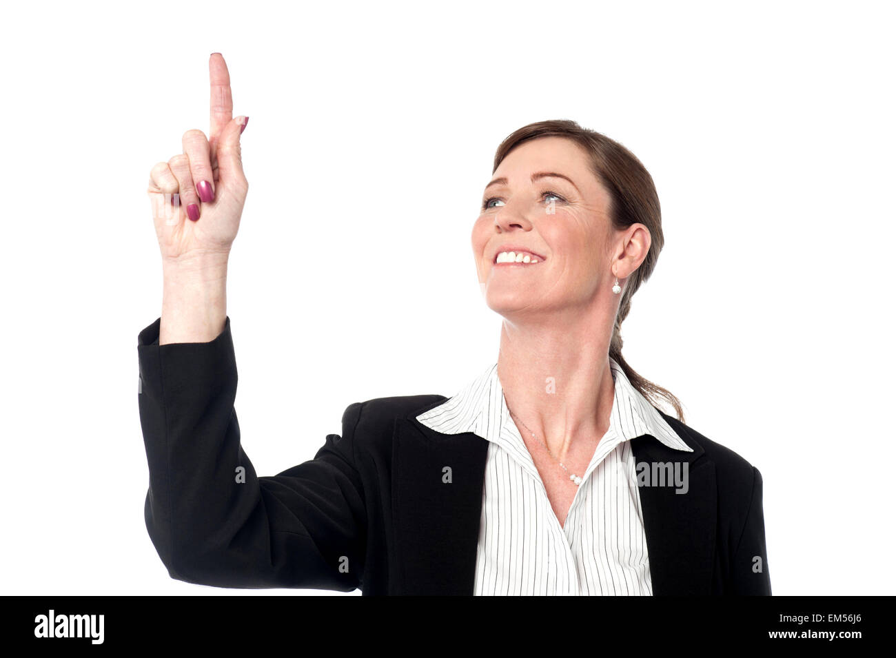 Attractive business lady pointing Stock Photo - Alamy