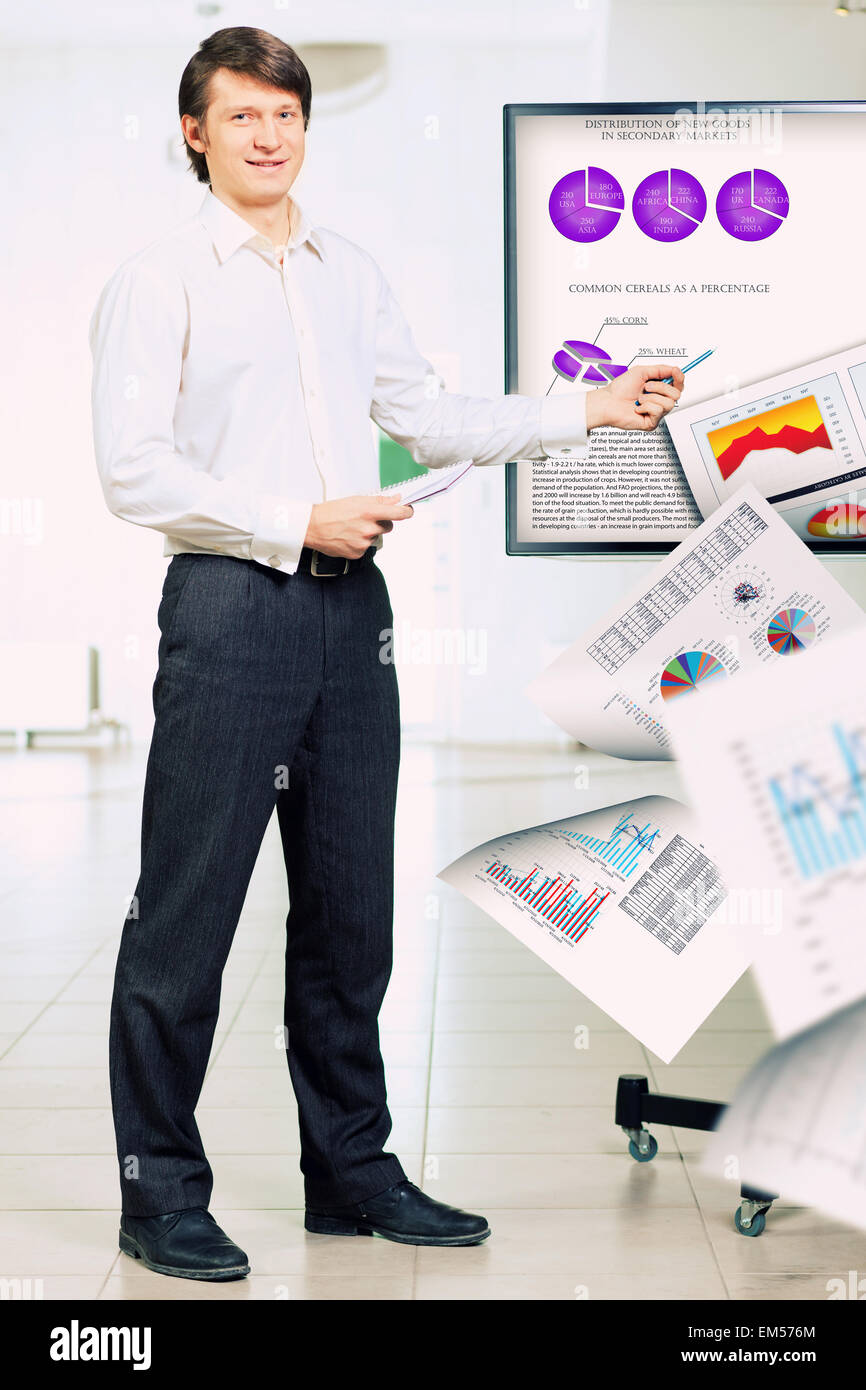 Young man at presentation Stock Photo - Alamy