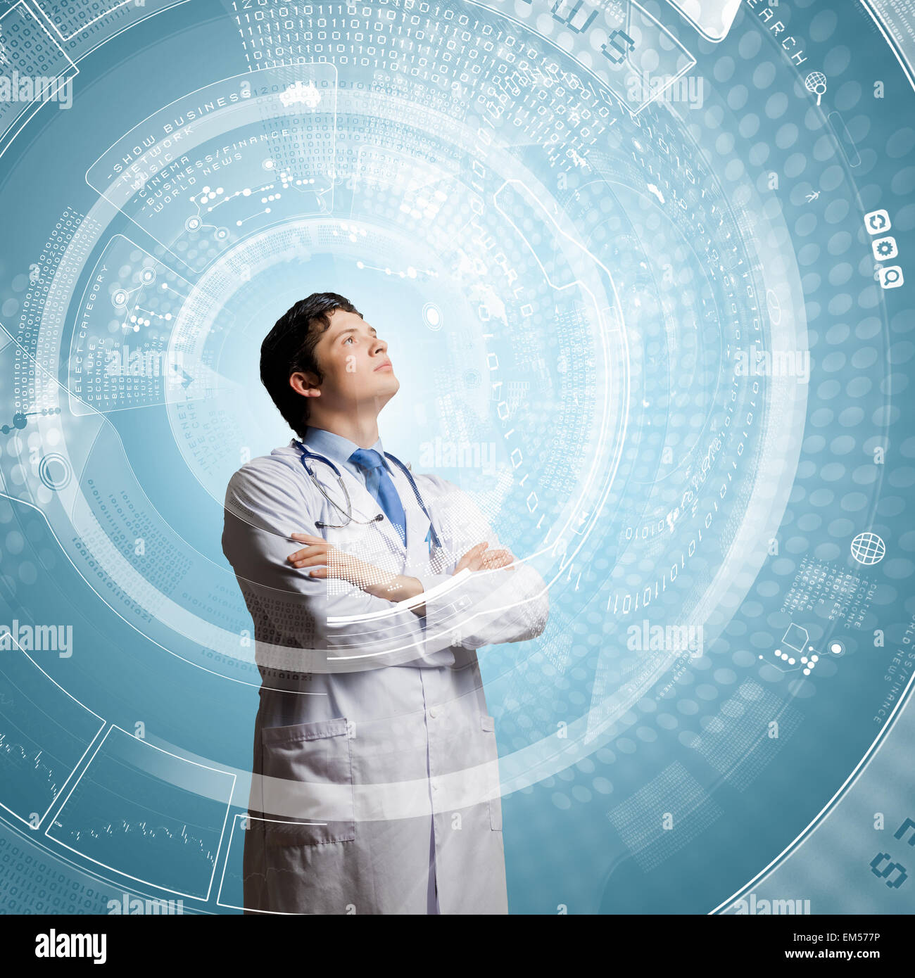 Male doctor thinking Stock Photo - Alamy
