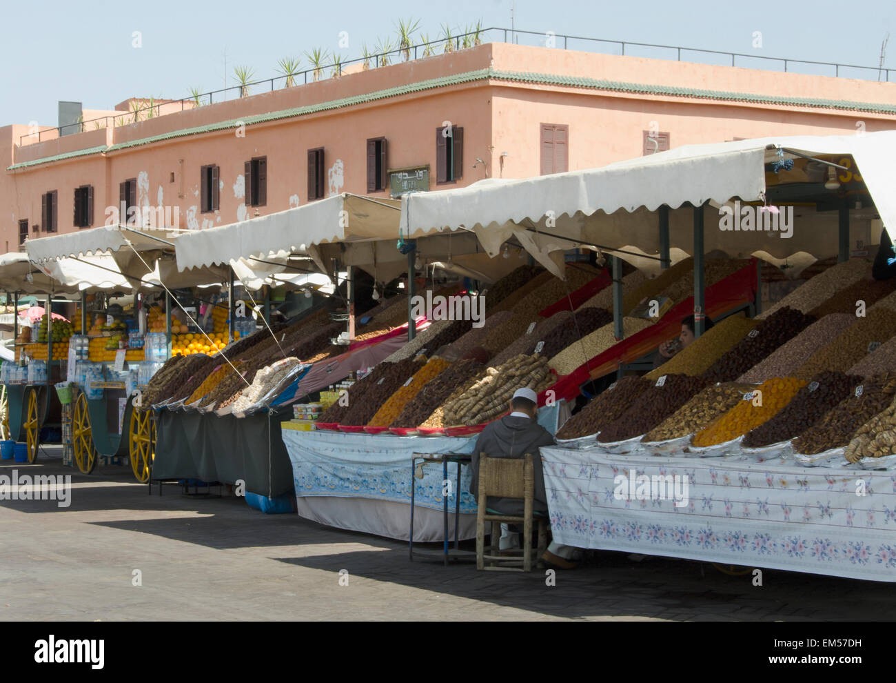 Morocco, Marrakech, Medina, Spices and food on display for sale at ...
