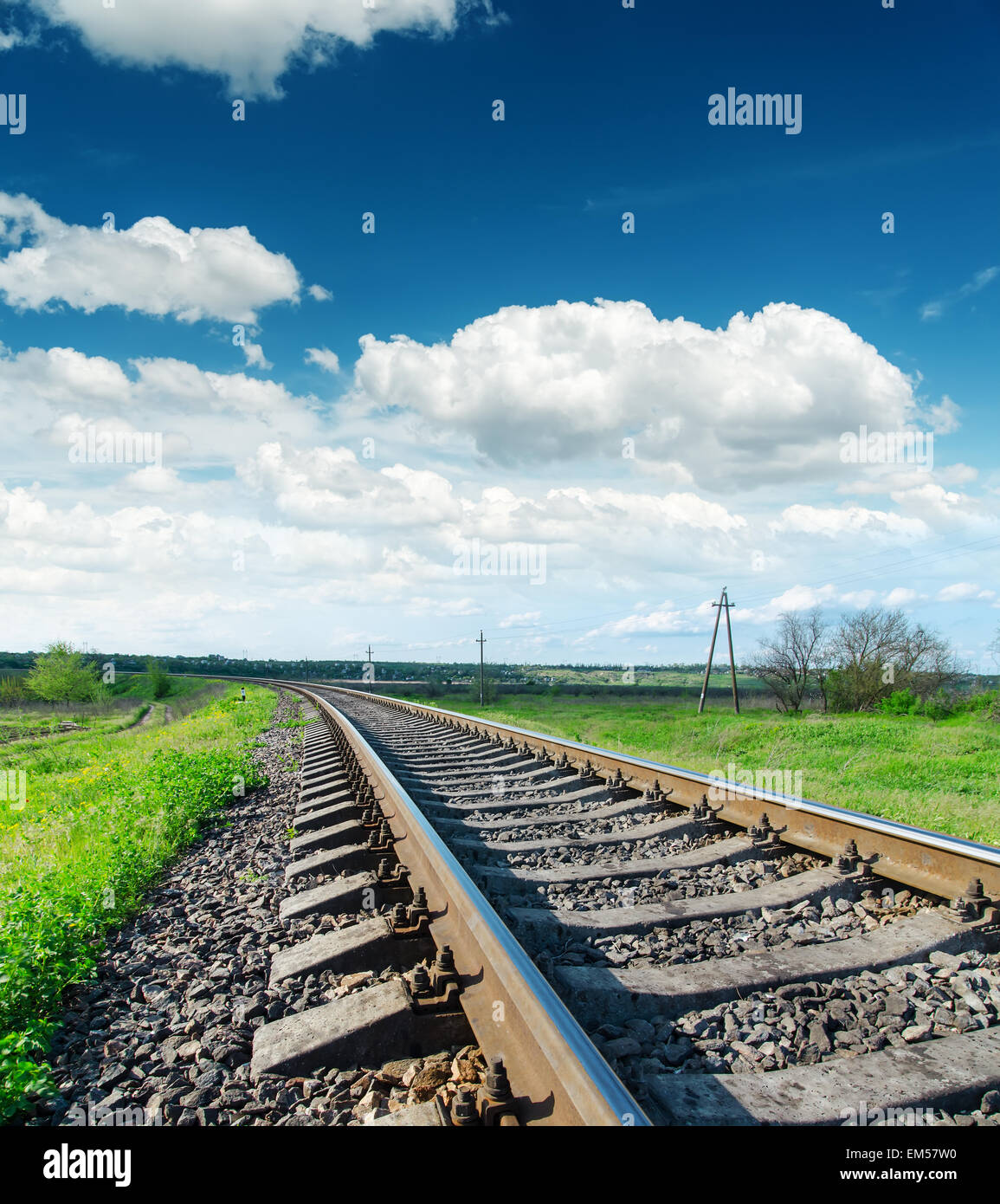 railroad closeup to horizon and blue sky Stock Photo - Alamy