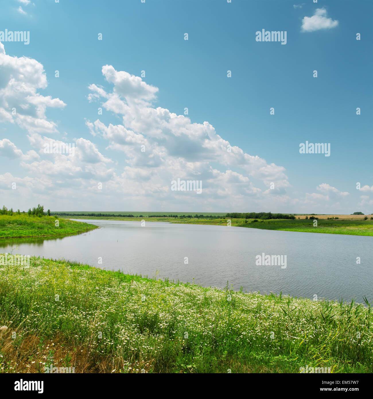 cloudy sky over river Stock Photo - Alamy