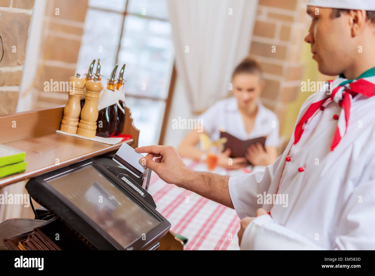 Chef at cafe Stock Photo - Alamy