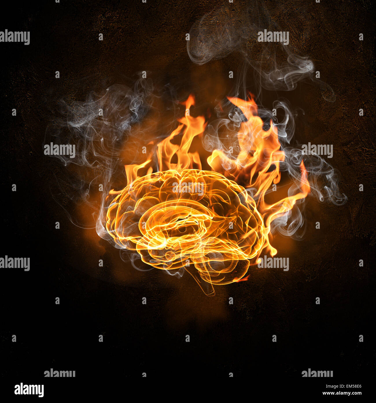 Human brain in fire Stock Photo - Alamy