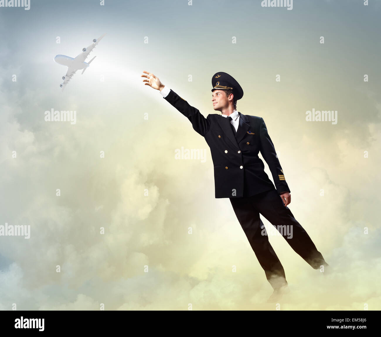 Image of pilot touching air Stock Photo - Alamy