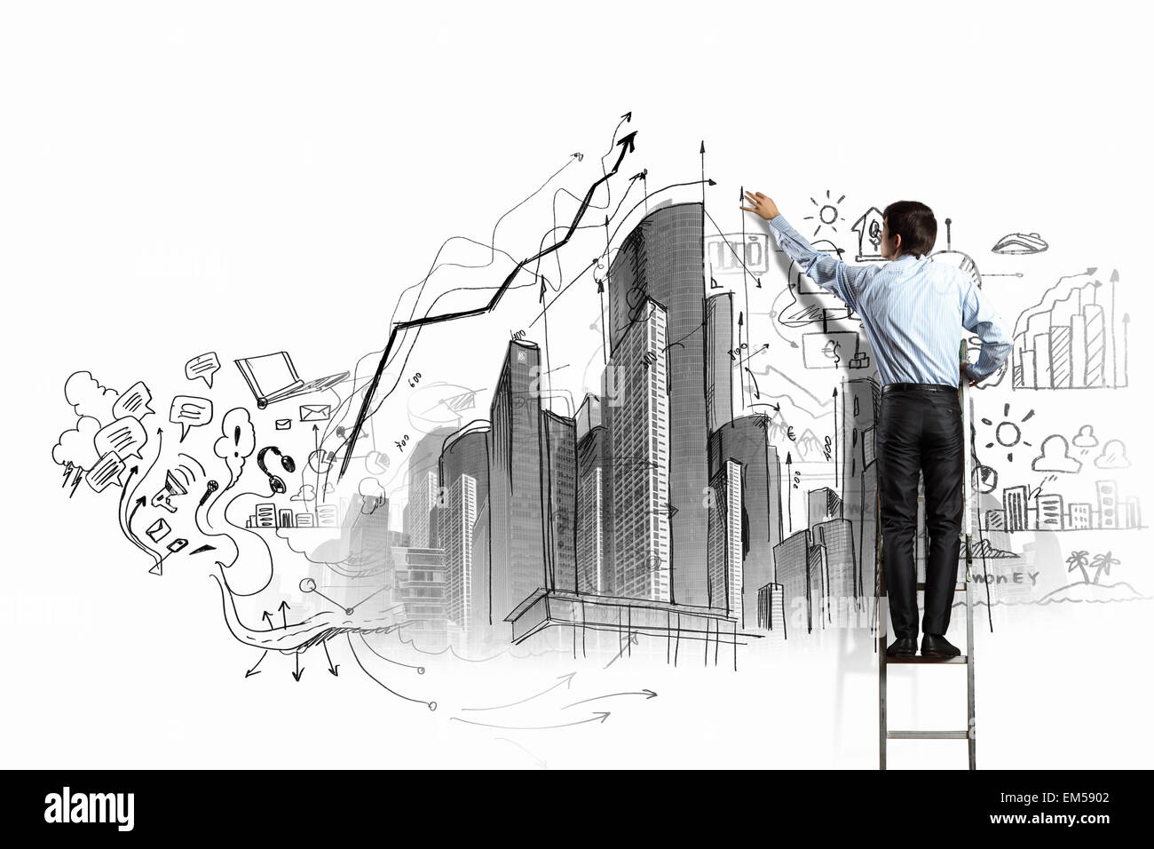 Businessman drawing sketch Stock Photo - Alamy