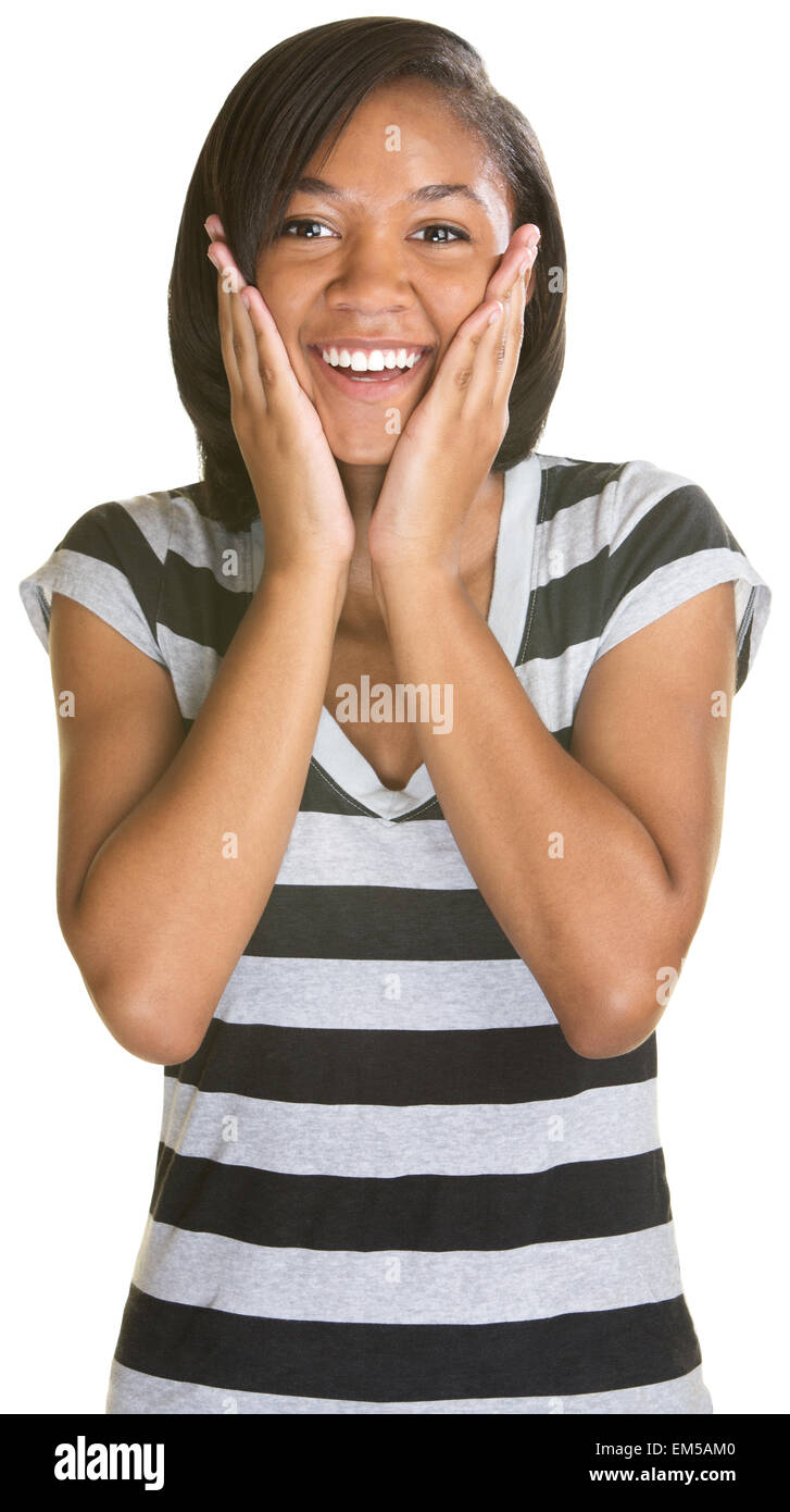 Teen With Hands on Cheeks Stock Photo - Alamy