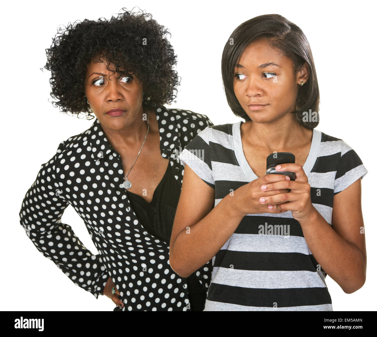Suspicious Mother with Daughter Stock Photo - Alamy