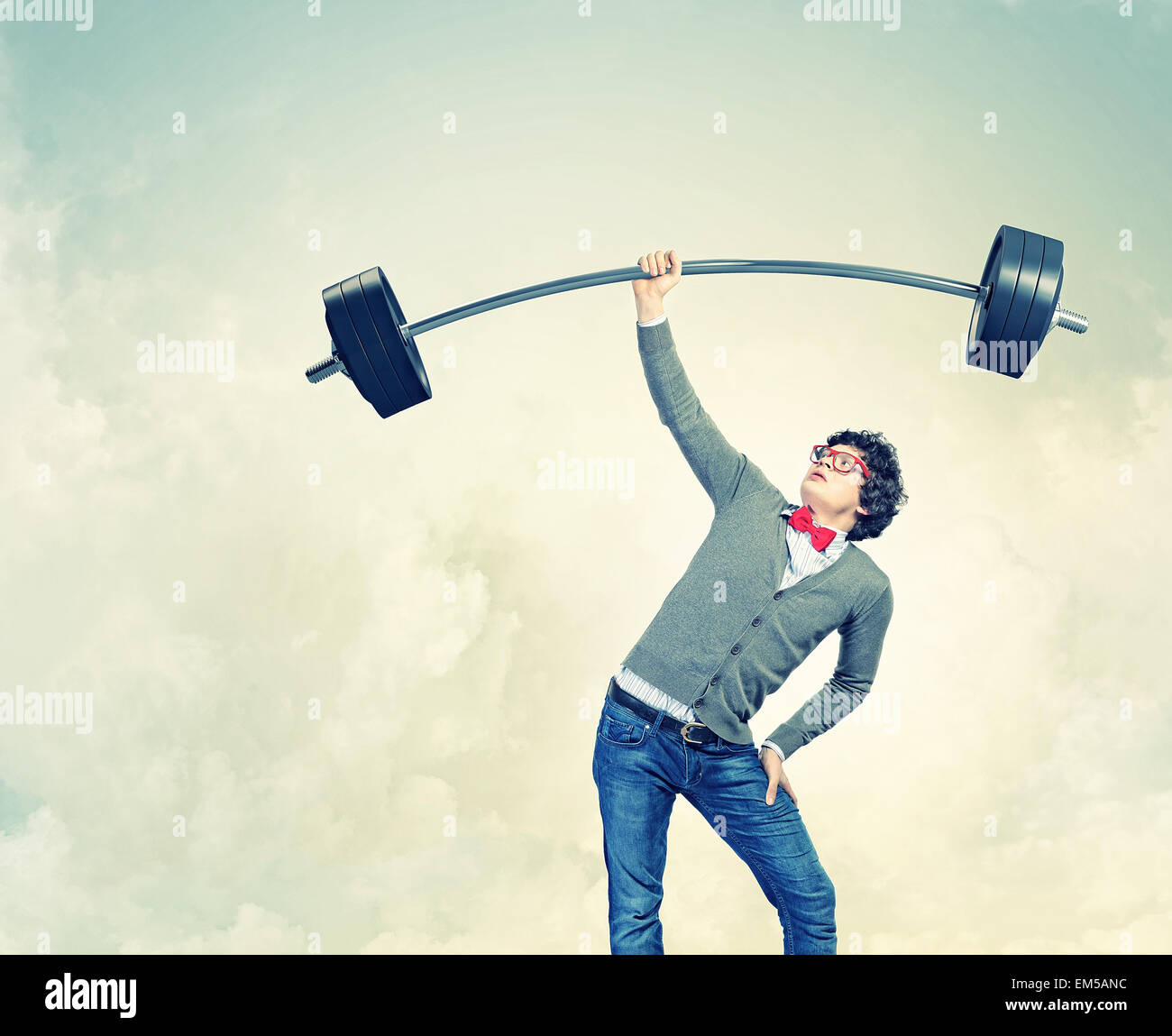 Weight Lifting businessman Stock Photo - Alamy