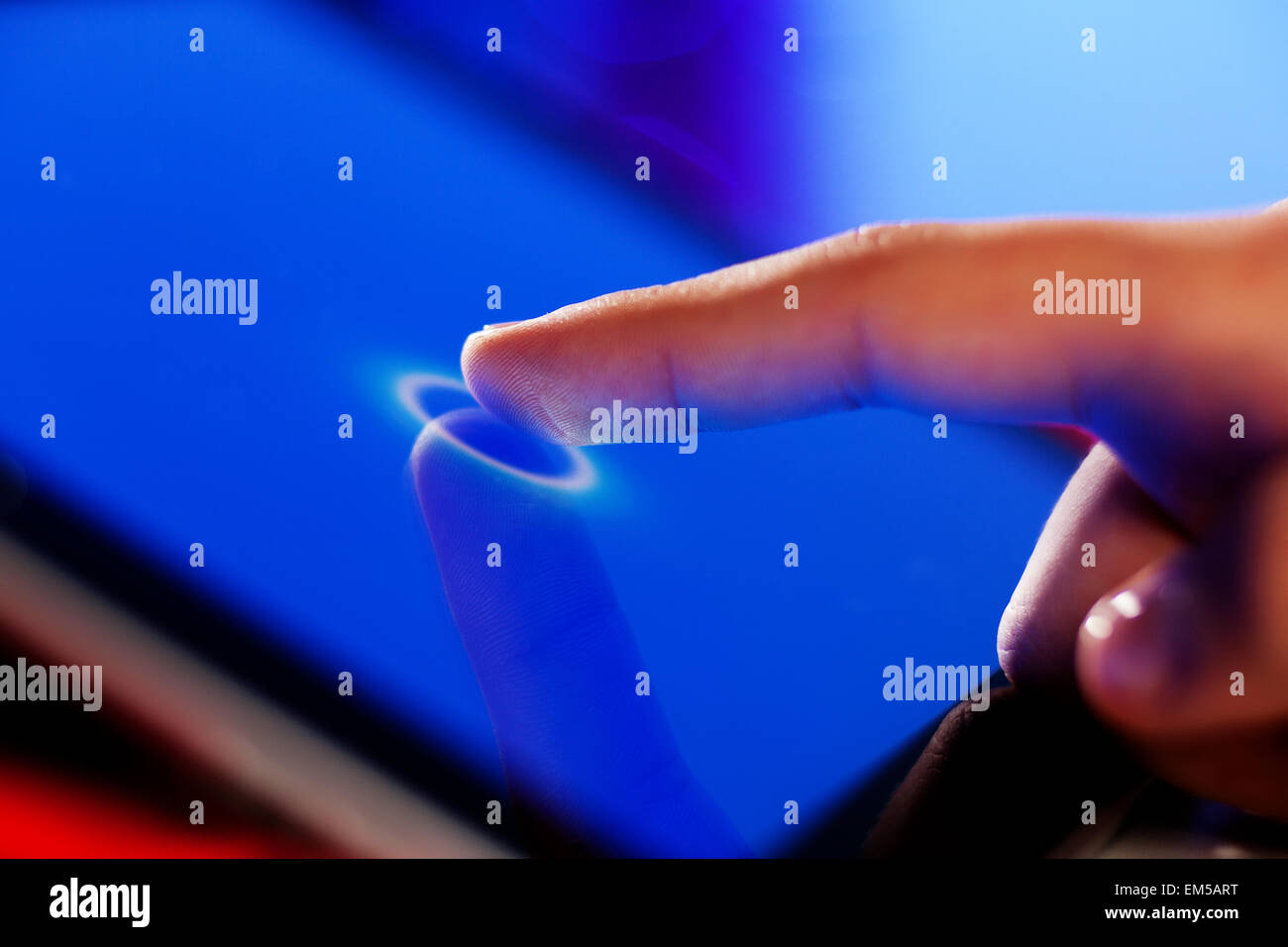 Finger touching screen Stock Photo - Alamy