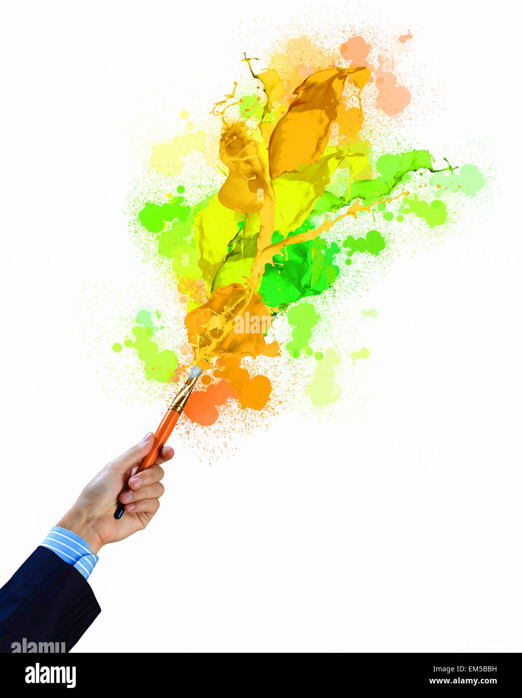 Human hand holding paint brush Stock Photo - Alamy