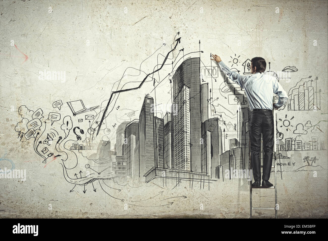 Businessman drawing sketch Stock Photo - Alamy