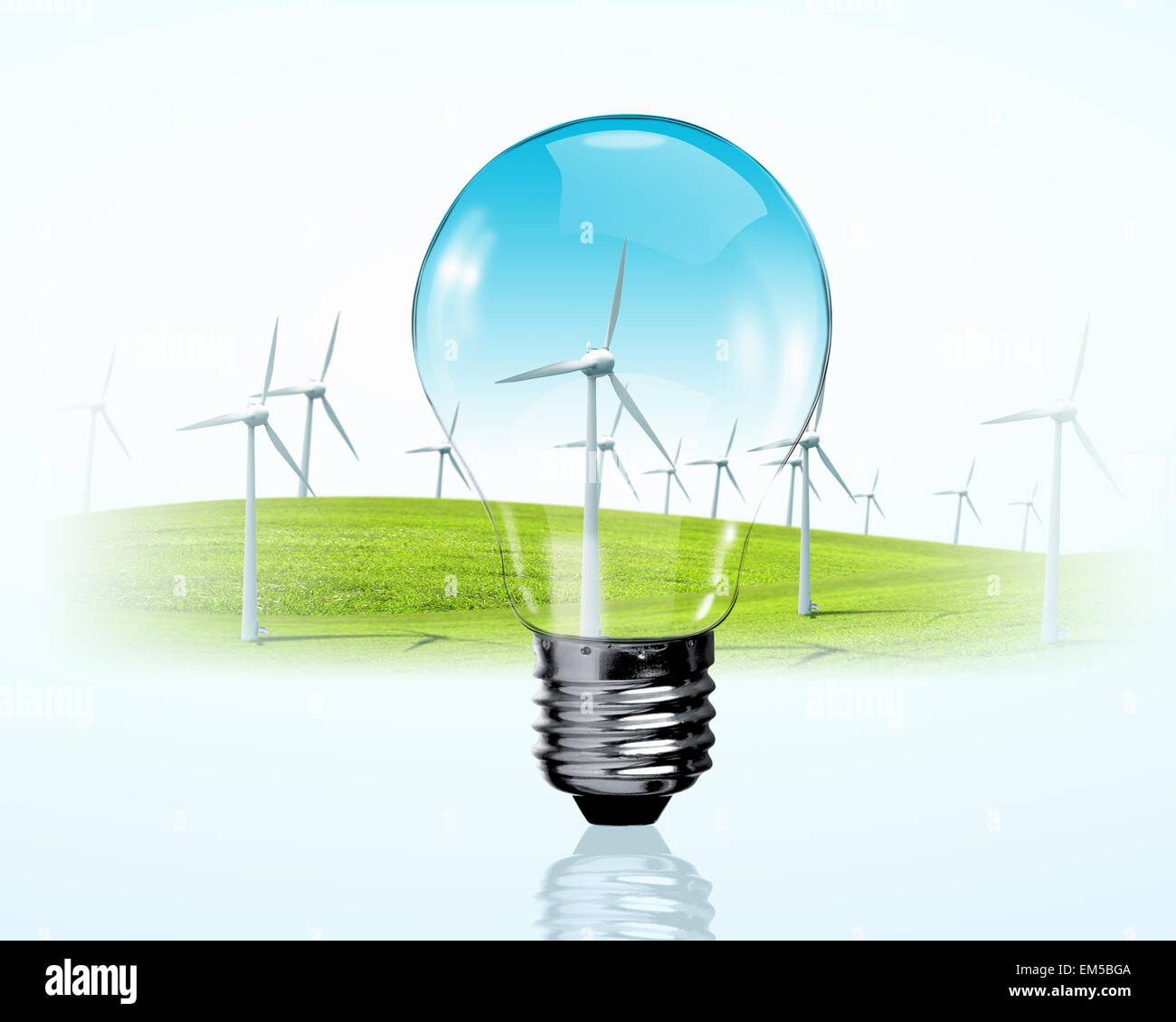 Electric bulb and windmill generators Stock Photo - Alamy