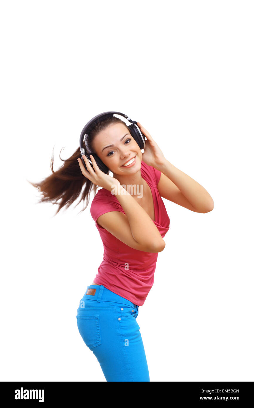 Happy smiling girl dancing Stock Photo - Alamy