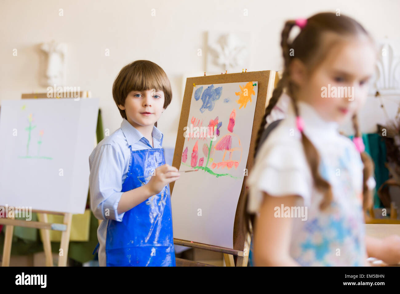 Children drawing and painting Stock Photo - Alamy