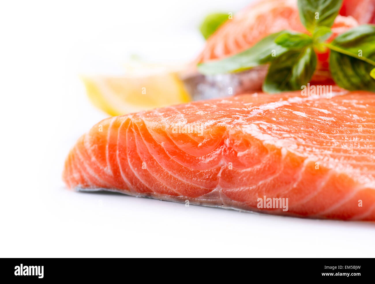 Salmon Raw Fillet. Red Fish isolated on a White Background Stock Photo ...