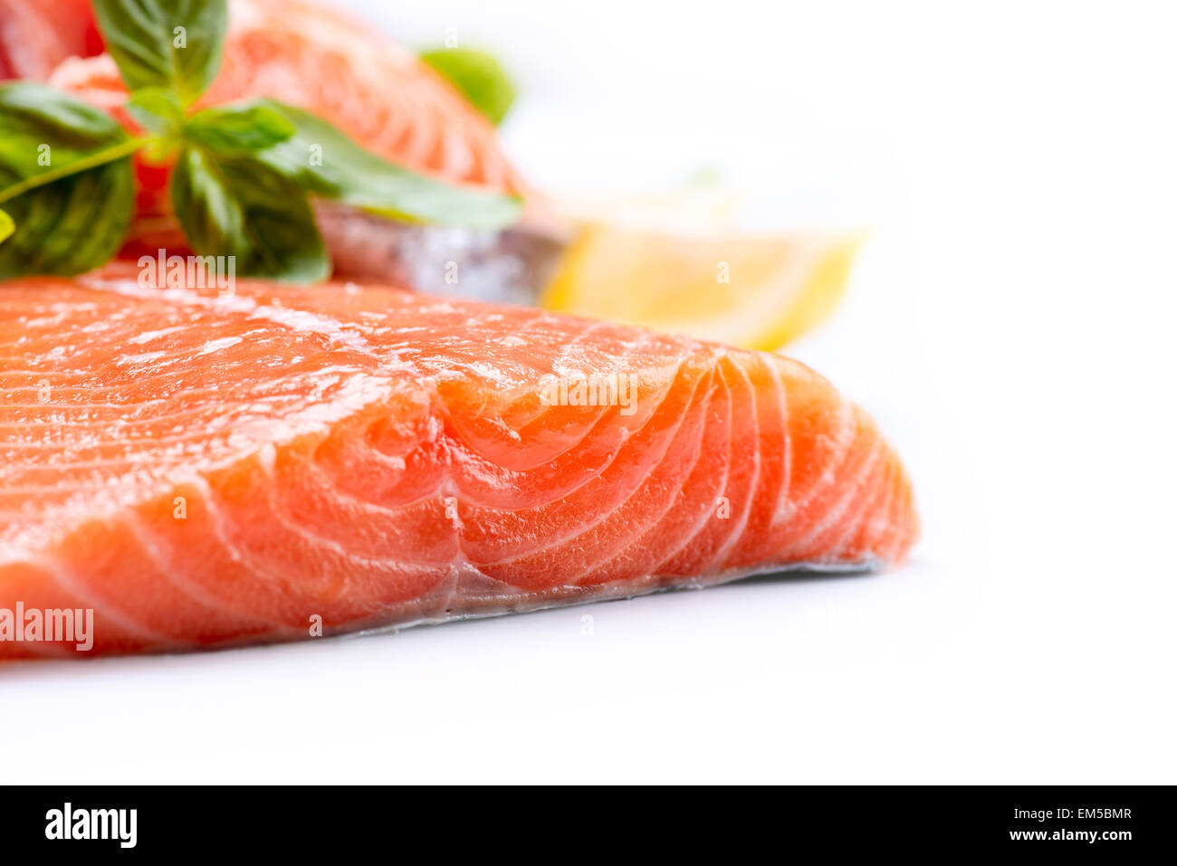 Salmon Raw Fillet. Red Fish isolated on a White Background Stock Photo ...