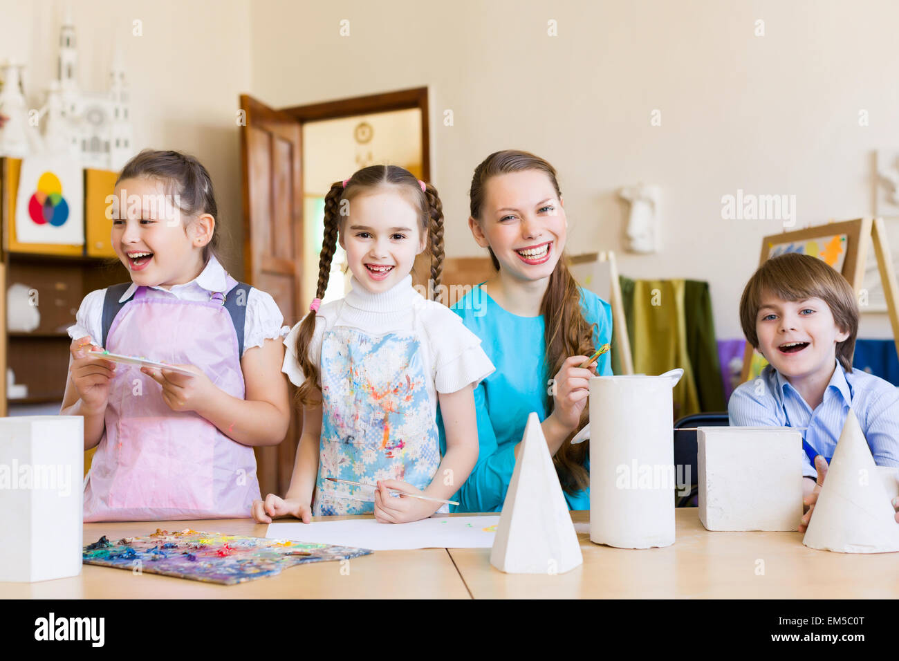 Children drawing and painting Stock Photo - Alamy
