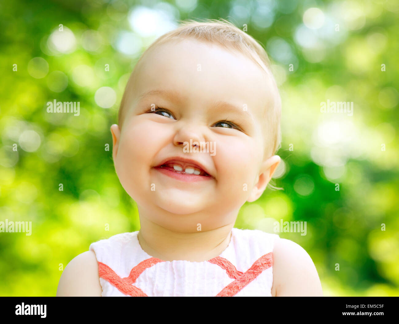 Little Baby Girl Portrait outdoor. Child over nature background Stock ...