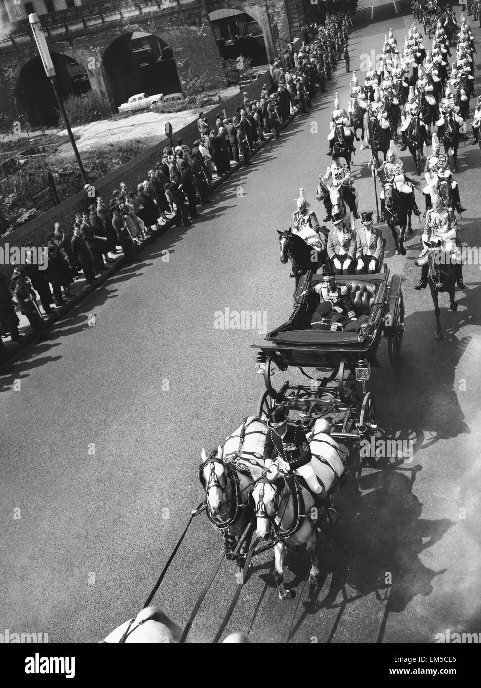 Mohammad-Reza Shah Pahlavi, the Shah of Iran, enters the city of London ...