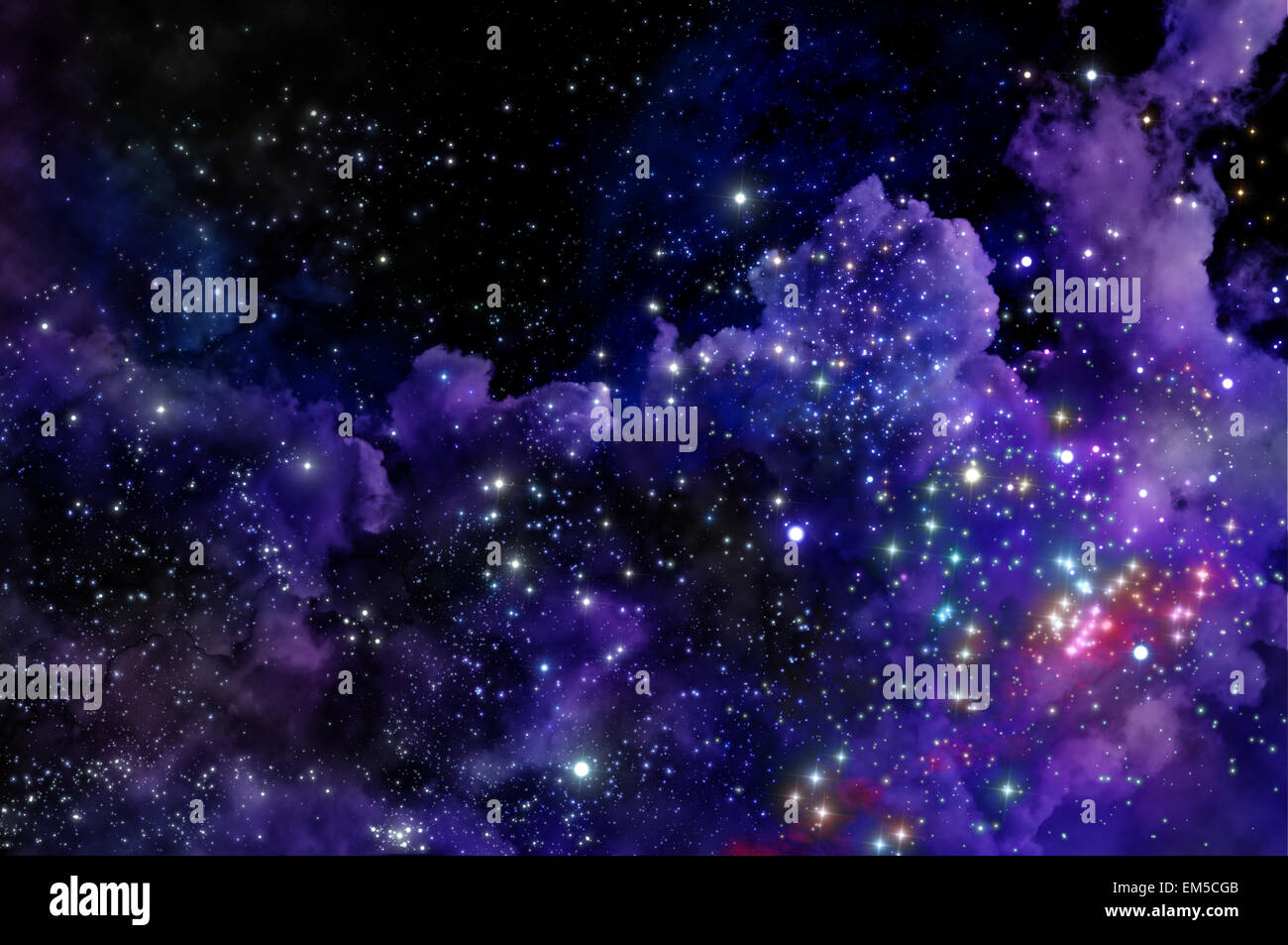 Blue and magenta nebula Stock Photo - Alamy