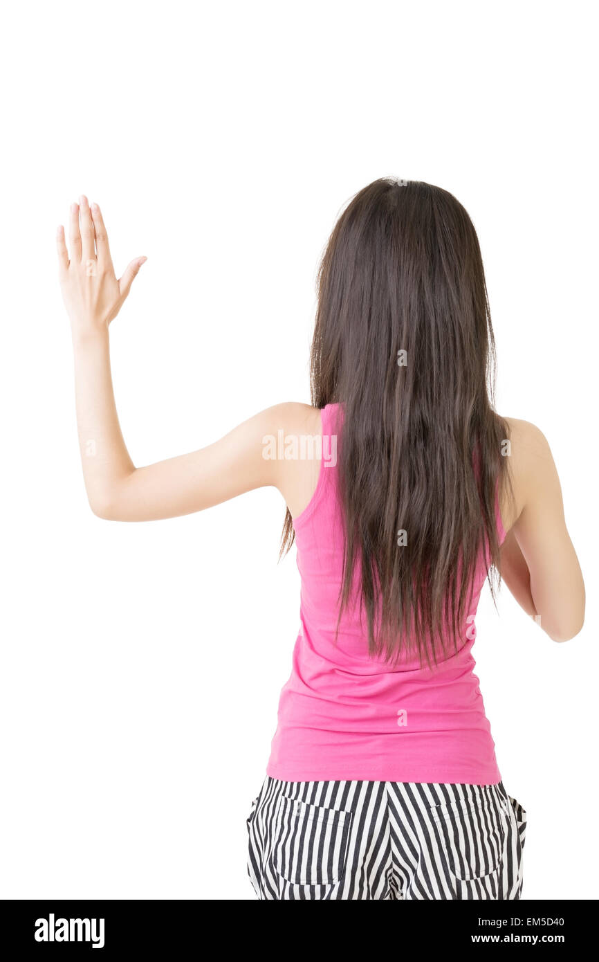 Asian young woman give a gesture of swear Stock Photo - Alamy