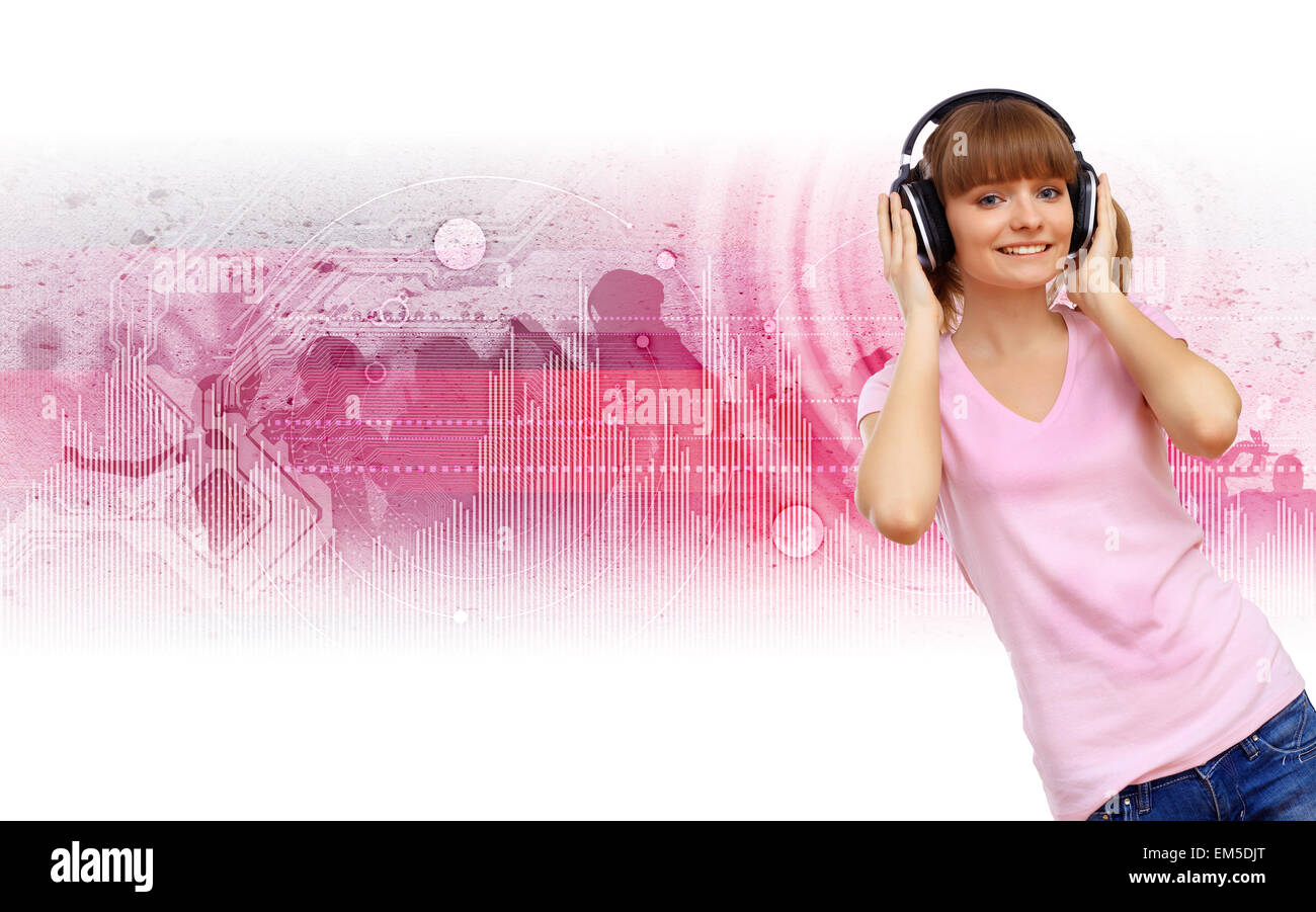 Happy smiling girl dancing Stock Photo - Alamy