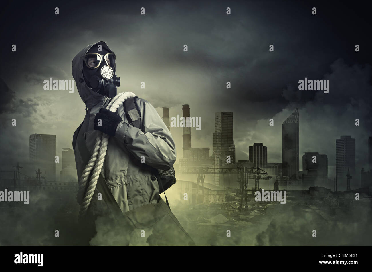Stalker in gas mask Stock Photo - Alamy