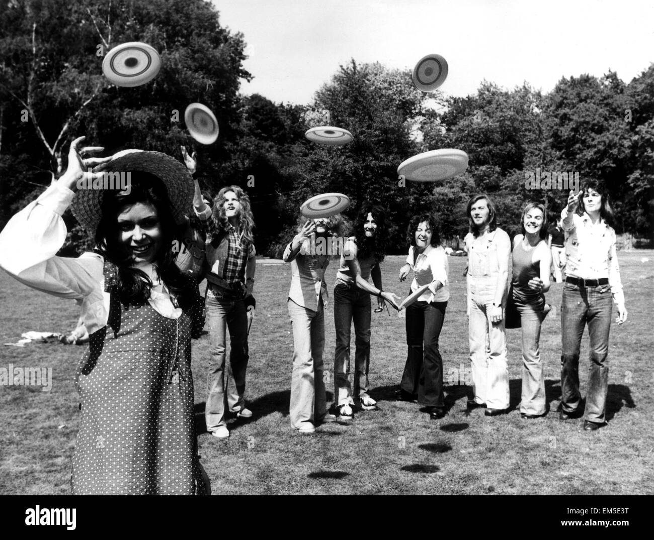 Pop girl Ayshea forms the target for some frisbee throwers. 23rd August ...