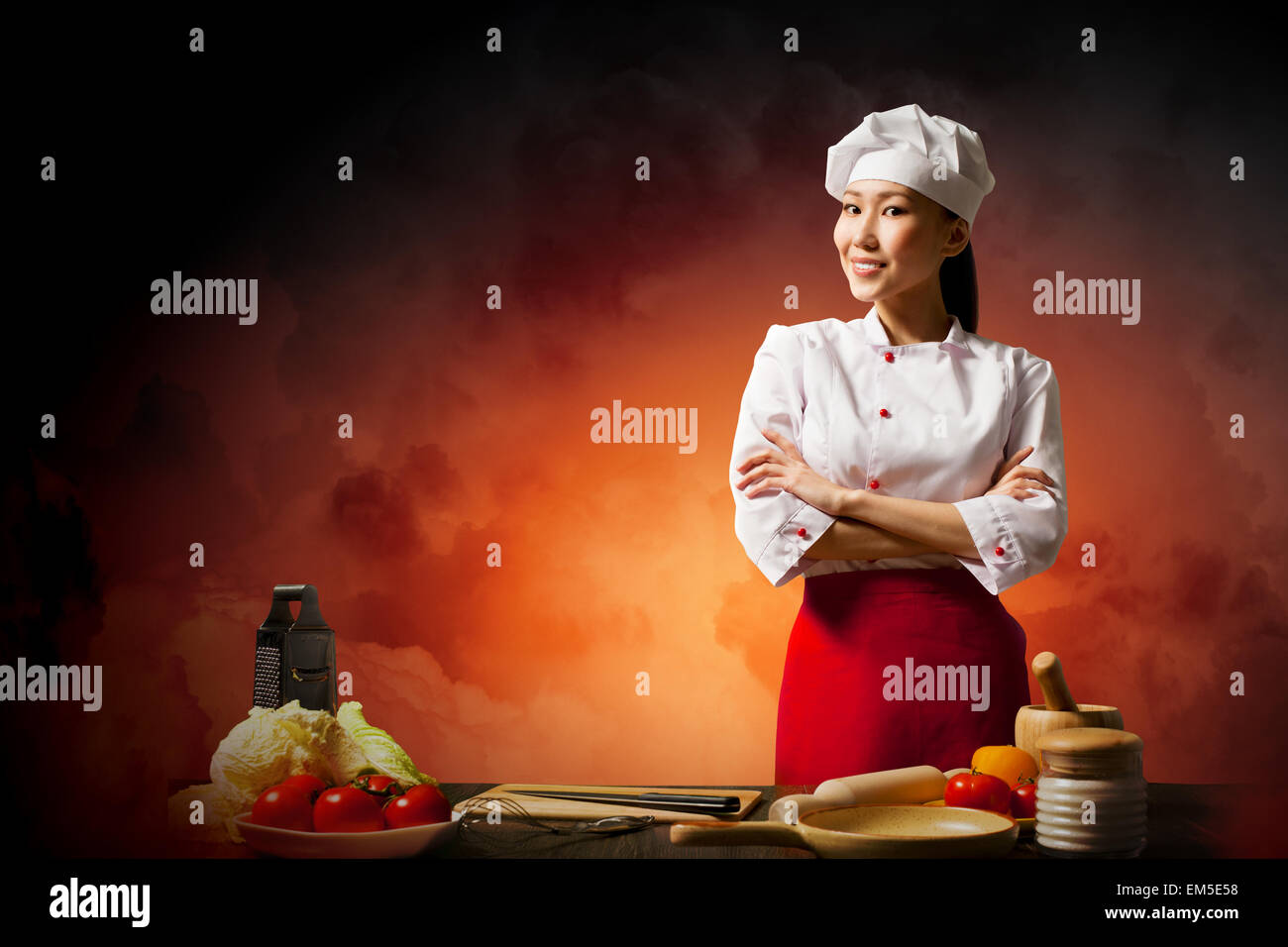 Asian female cook in anger Stock Photo - Alamy