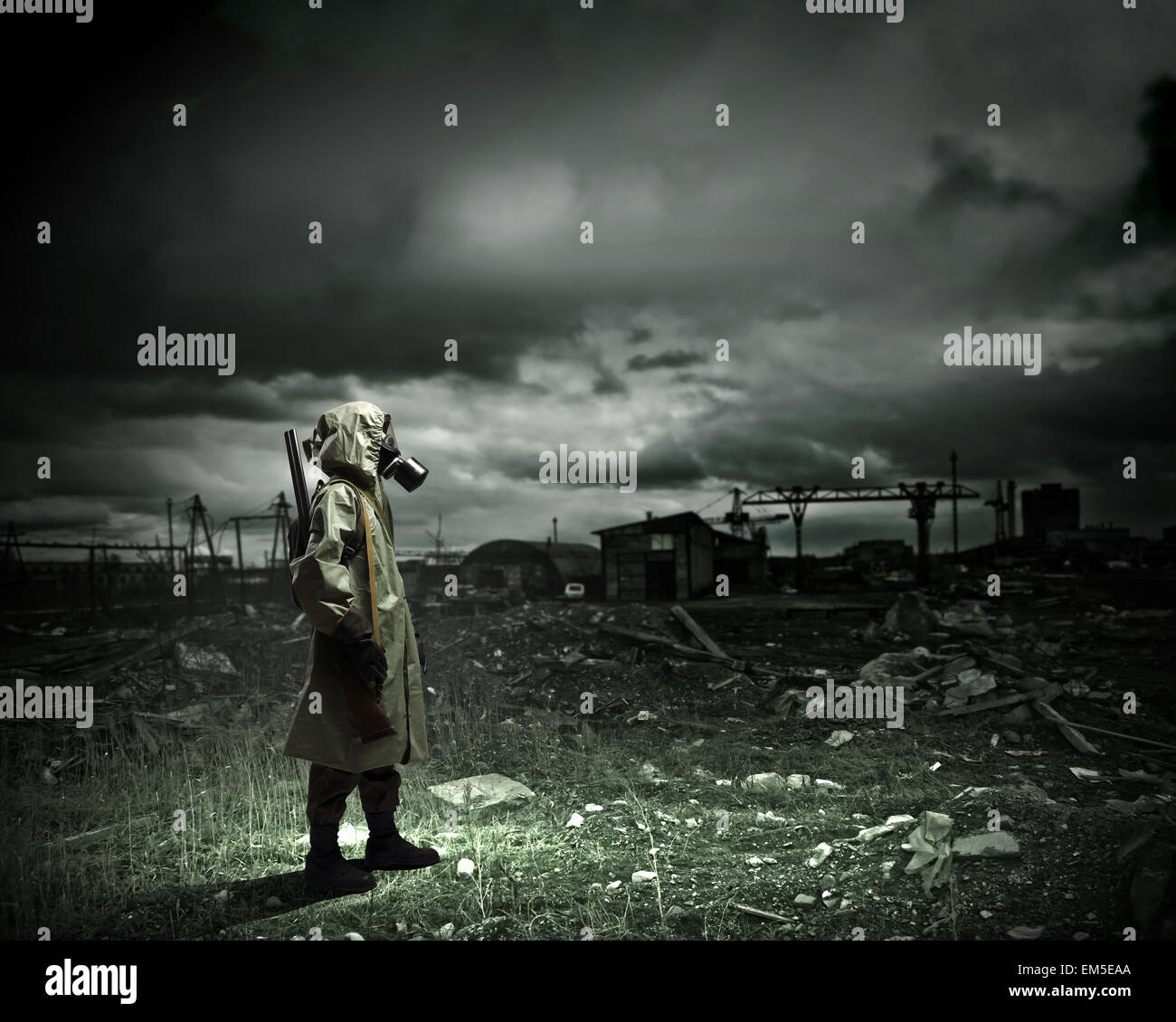Stalker with gun Stock Photo - Alamy