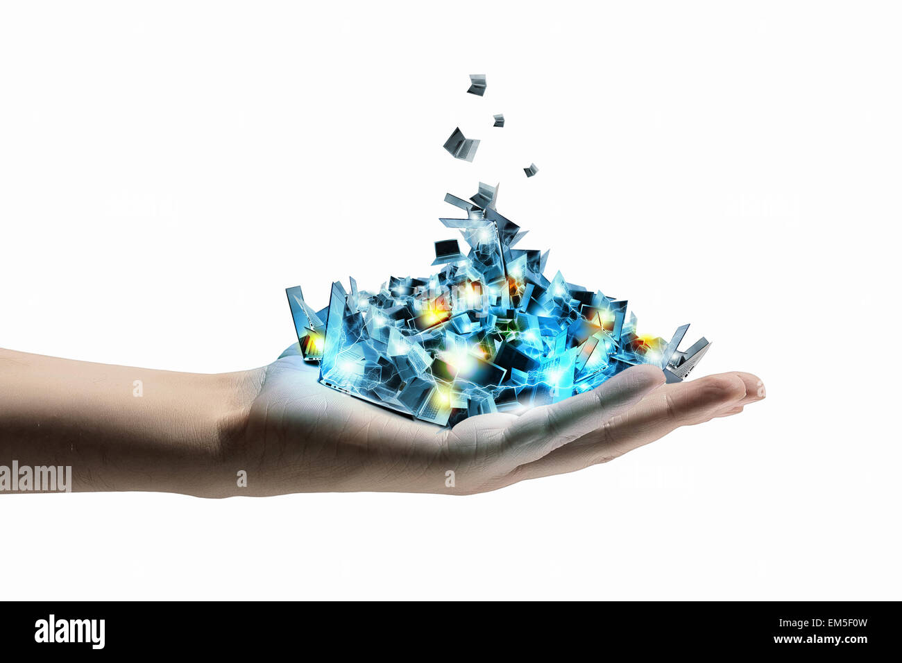 Laptops in hand Stock Photo - Alamy