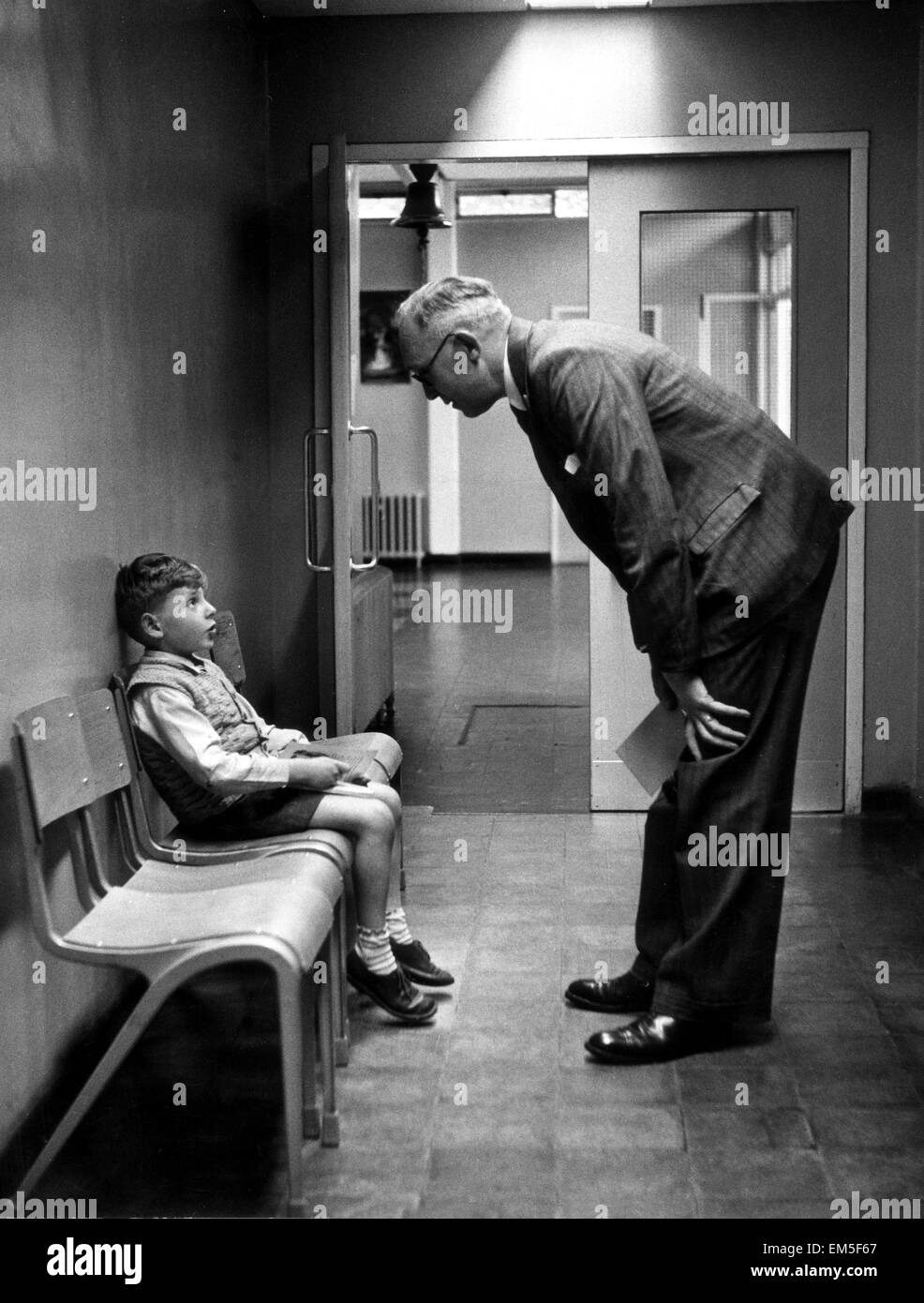 Seven year old Richard Colman meets the headmaster Mr Hart at South ...