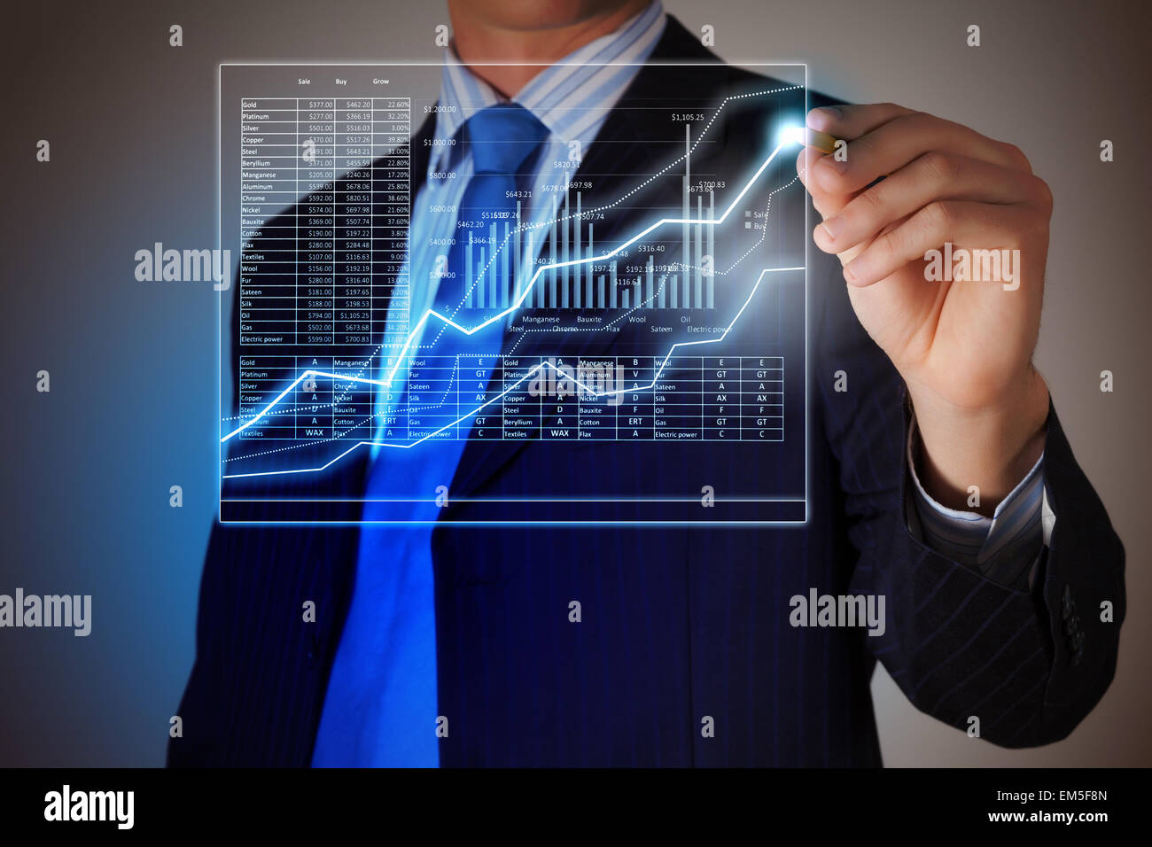 Business man drawing graphics Stock Photo - Alamy